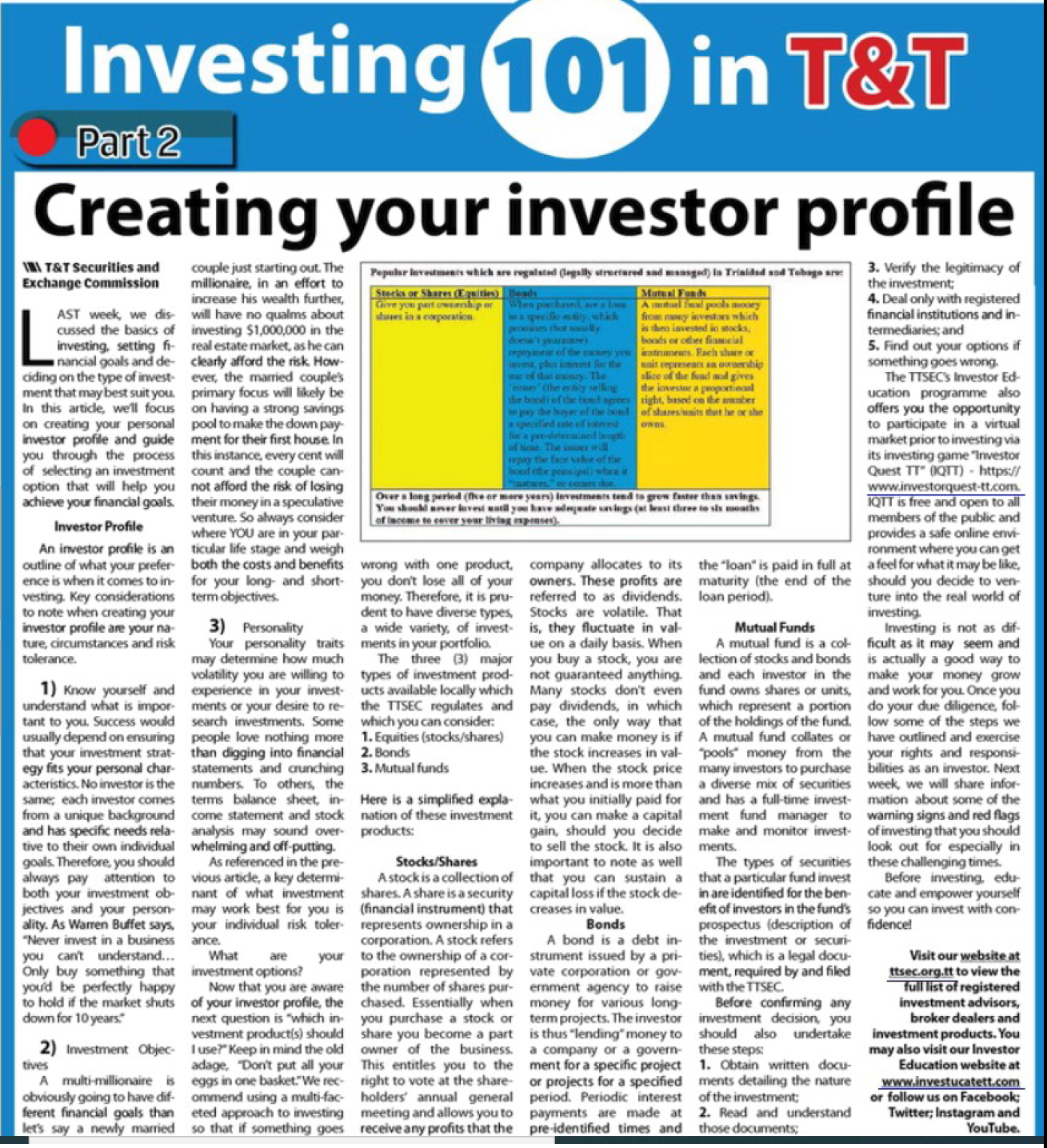 Investing 101 in Trinidad and Tobago Part 2 of 3 - Creating Your ...