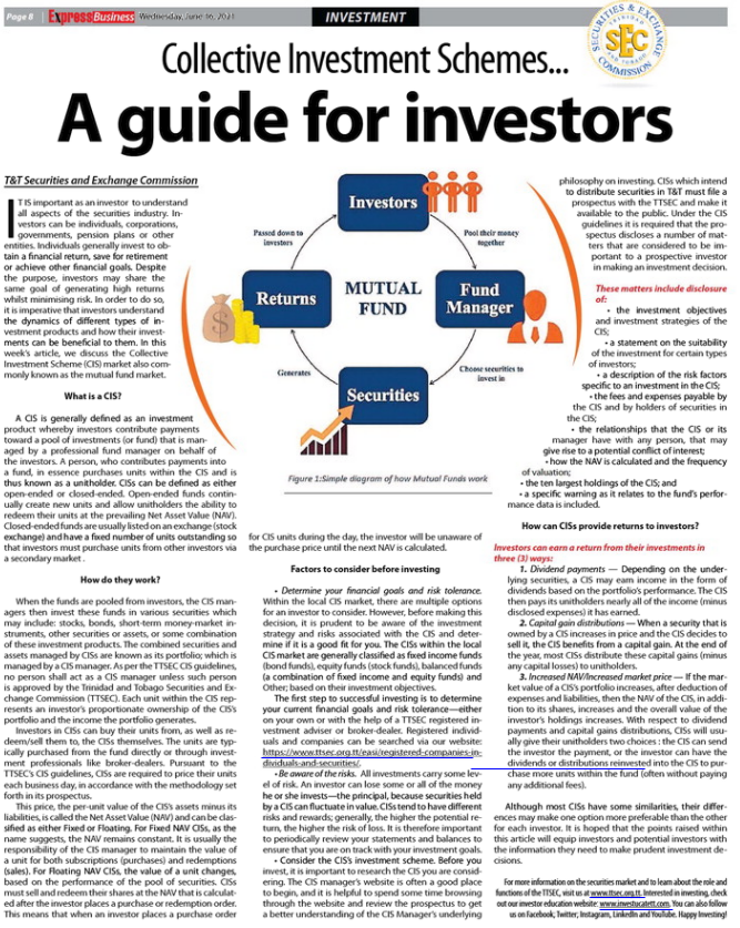 Collective Investment Schemes-A Guide for Investors - TTSEC | You ...