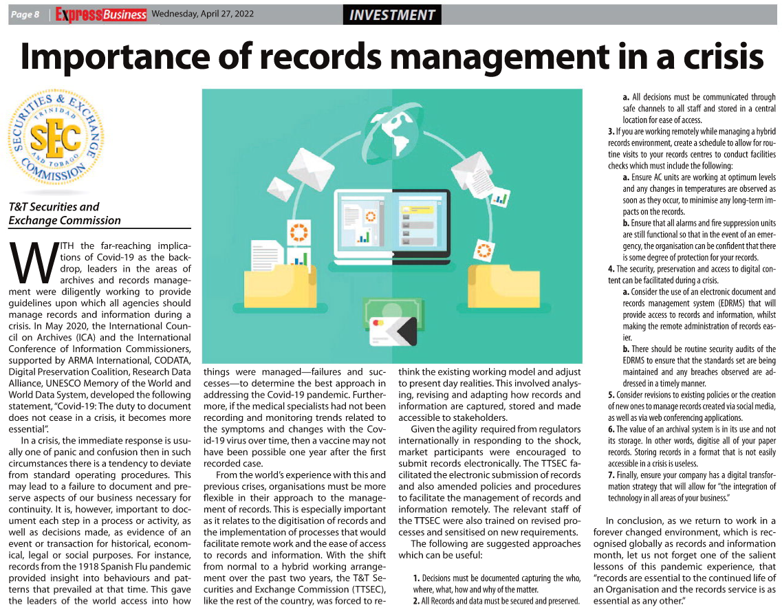 Importance of Records Management in a Crisis - TTSEC | You Invest. We ...